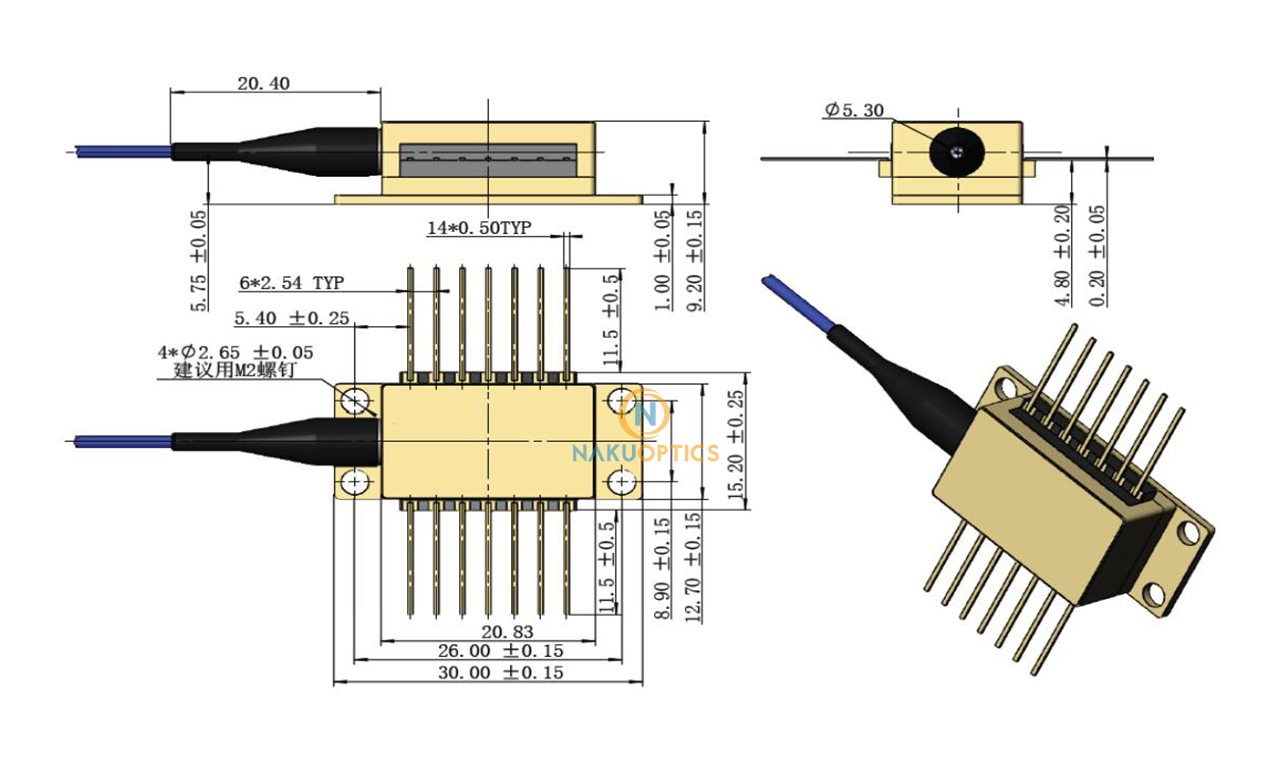 1550nm 5mW/10mW/20mW DFB Laser Diode 14-Pin Butterfly SM/PM Fiber Laser ...
