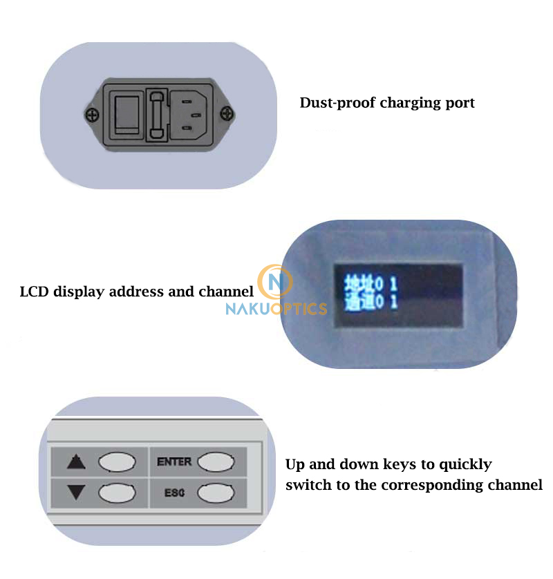 1260~1650nm Rack-mounted Single-mode Fiber Optical Switch 1X8 SM Switch ...